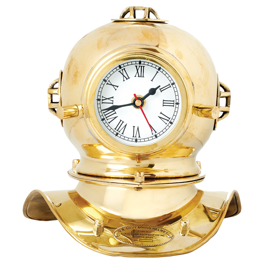 Brass Diving Helmet with Clock - Innovations