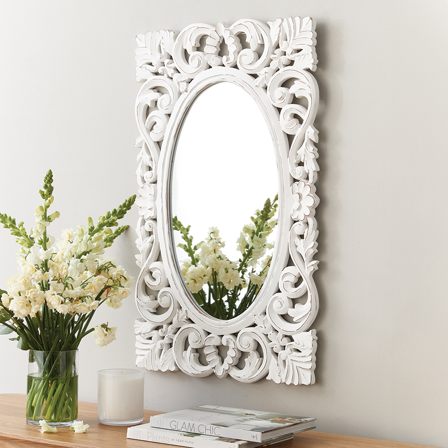 White Ornate Mirror Large - Innovations